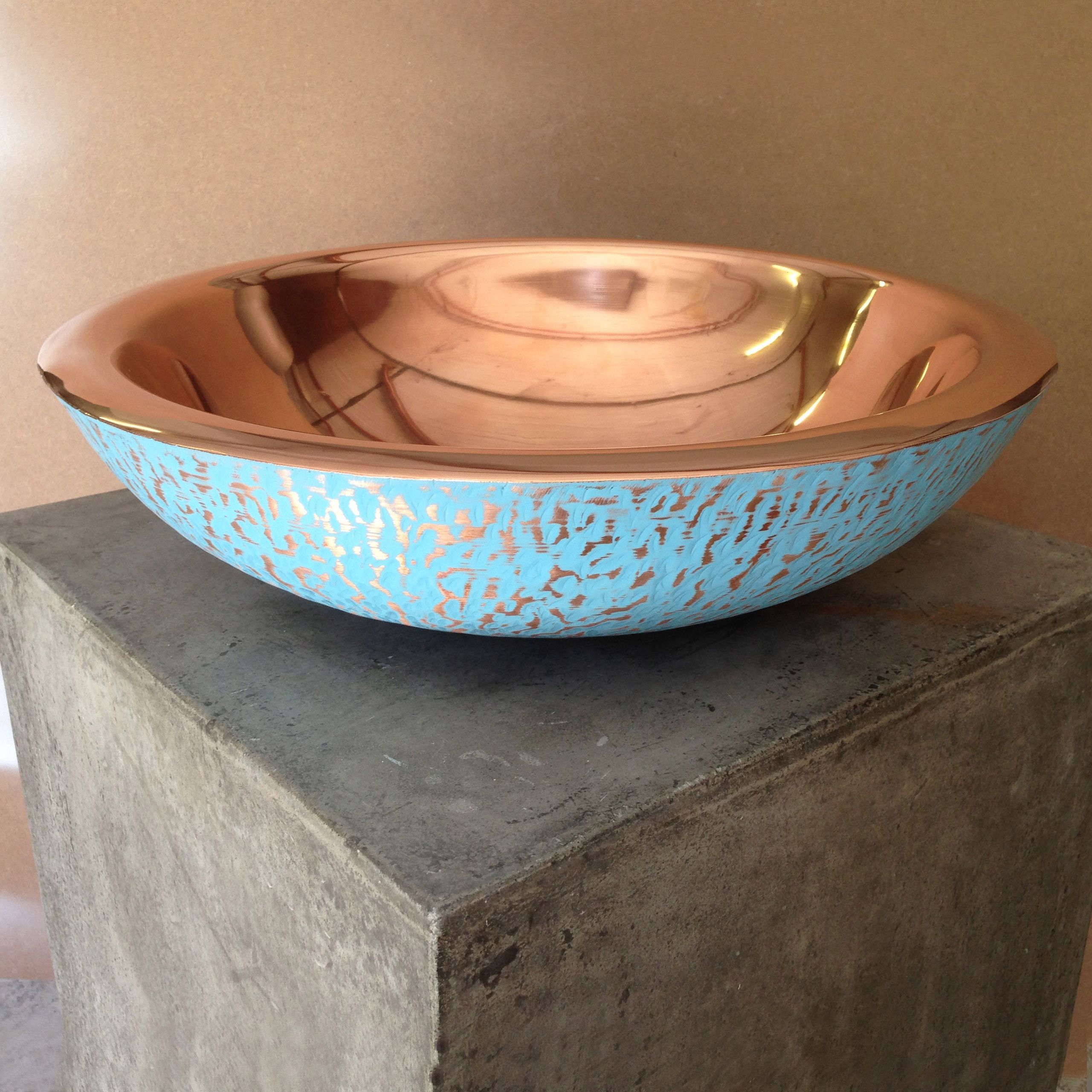 Copper & Turquoise Double Skin Basin 450 – De-Niche Finishing